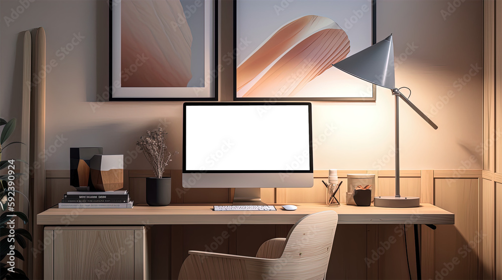 Modern and clean online webinar Zoom meeting home office background ...