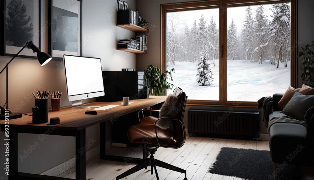 Scenic mountain snow room Online webinar Zoom meeting home office ...