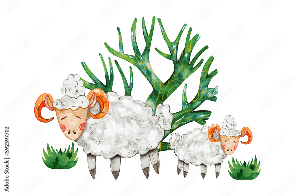 Cute Sheep Watercolor, Farm animals Nursery Decor, Cute Farm ...