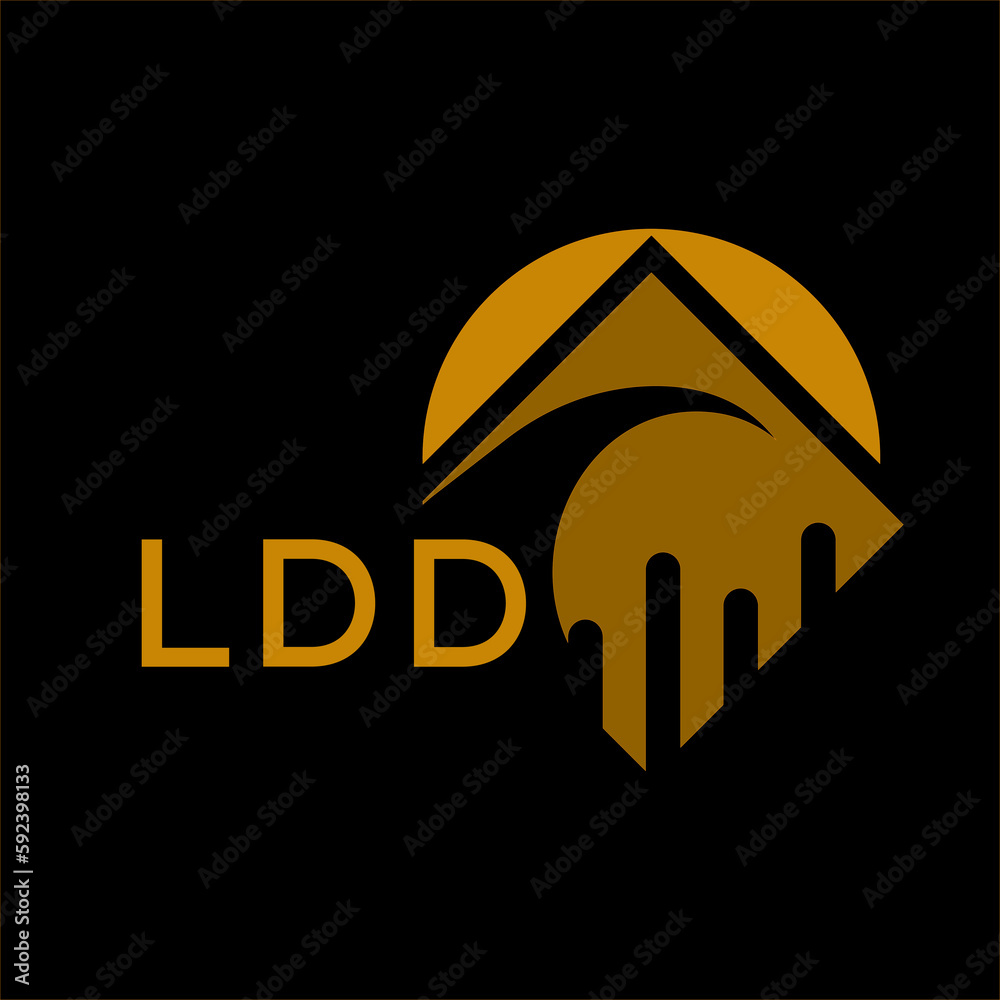 LDD golden color letter logo. LDD golden image on black background ...