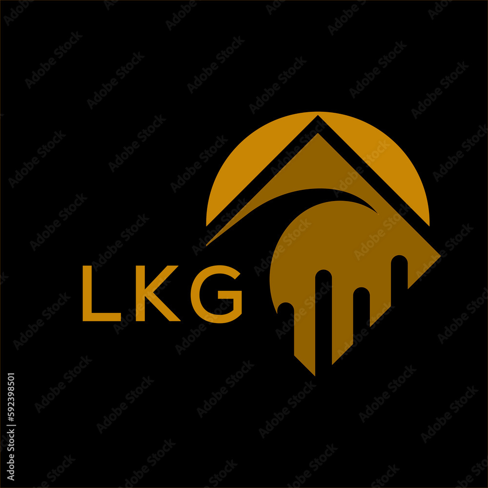 LKG golden color letter logo. LKG golden image on black background ...