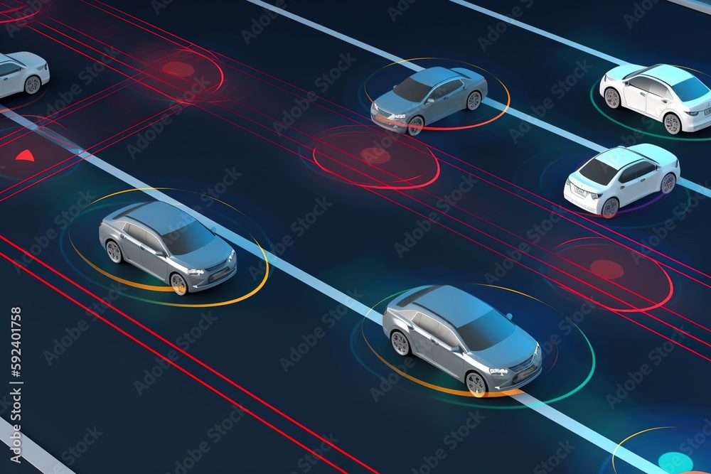 Ilustração do Stock: Concept of an autonomous car sensor system for the ...