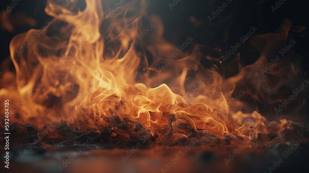 a close up of a fire with lots of orange and yellow flames on it's ...