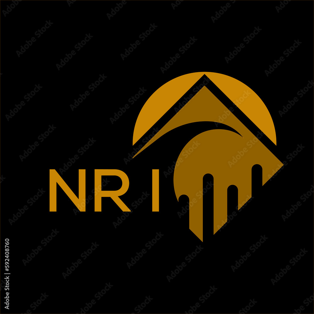 NRI golden color letter logo. NRI golden image on black background ...