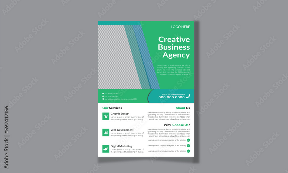 Flyer in A4, Creative flyer layout, Poster flyer, Vector template in A4 ...