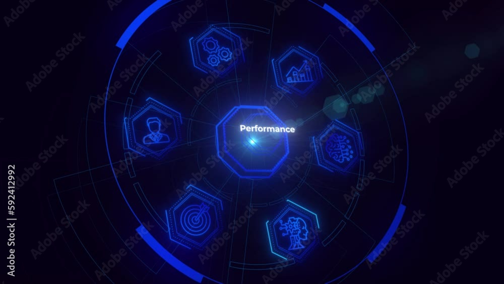 Neon KPI Performance Indicator Animation. Business Organization ...