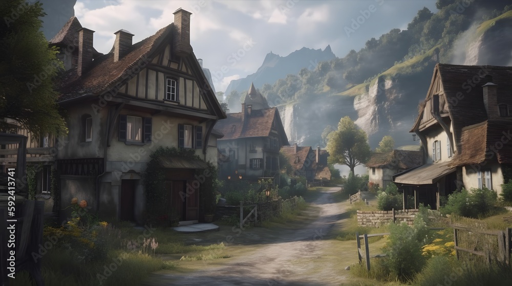 beautiful Swiss village landscape, hyper realistic, ultra-realistic, HD ...