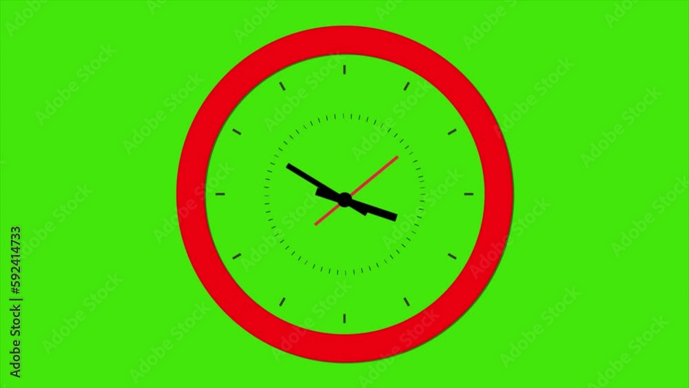 Clock Animation On Green Screen Background. Wall Clock Loop Animation ...