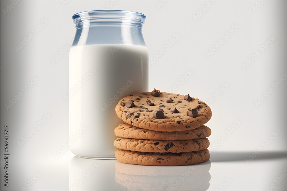 cookies and milk on white background HD hyper realistic lifelike No ...