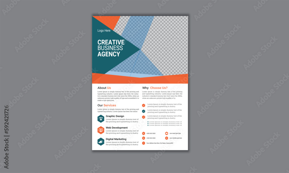 Flyer in A4, Creative flyer layout, Poster flyer, Vector template in A4 ...