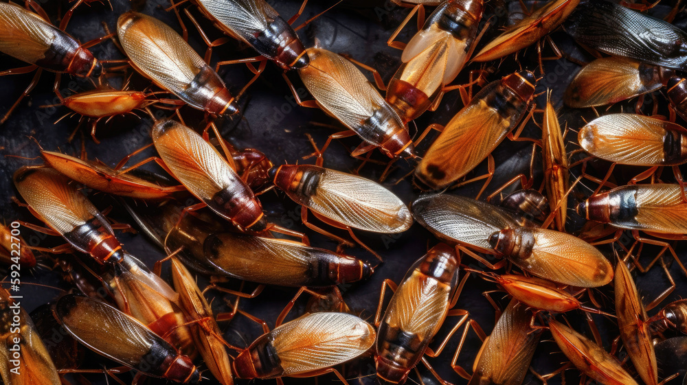 Many cockroaches at home textured background. Created with Generative ...