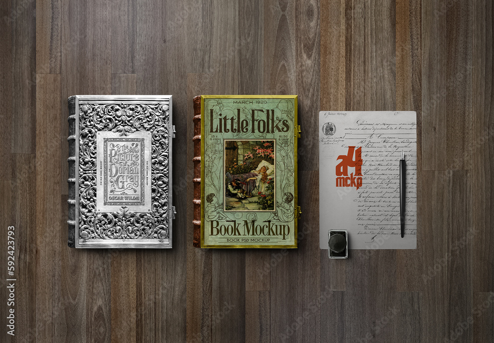 Book Mockup Old Antique Metal Frame Stock Template | Adobe Stock