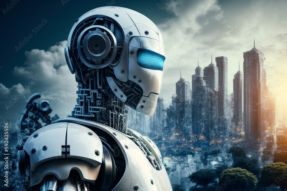 A Smart City incorporates a robot system with artificial intelligence ...