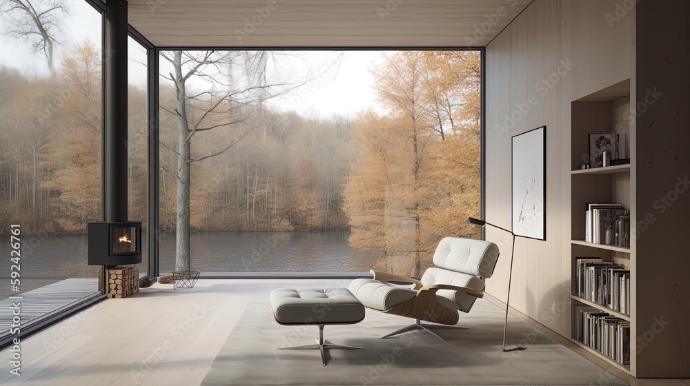 Scenic lake Online webinar Zoom meeting home office room background ...