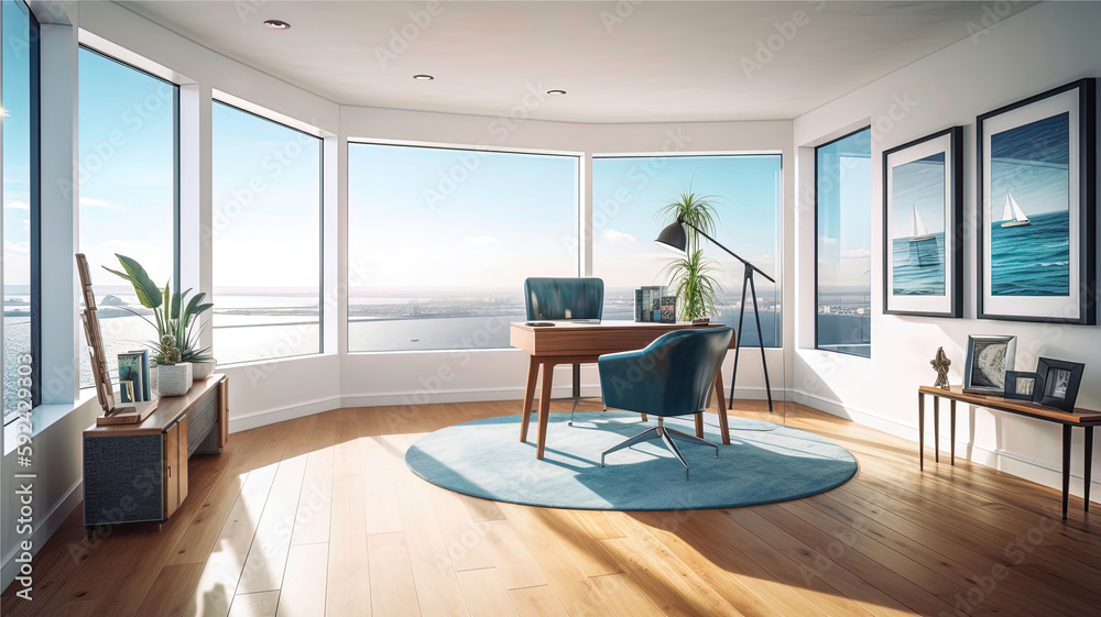 Scenic beach ocean background Online webinar meeting interior ...