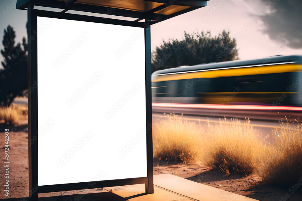 Empty Outdoor Advertising billboard mockup at bus stop, Empty ...