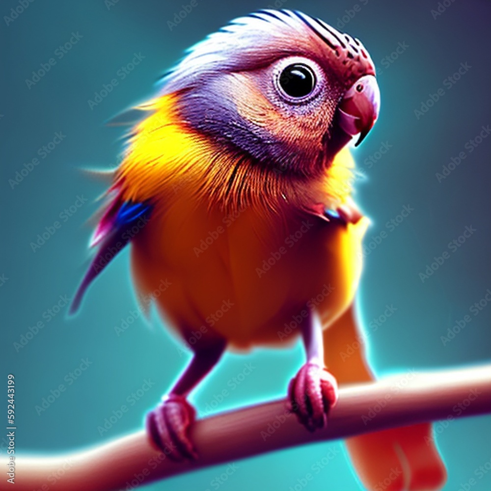 Adorable colorful exotic bird, fantasy drawing ai Generated, generative ...