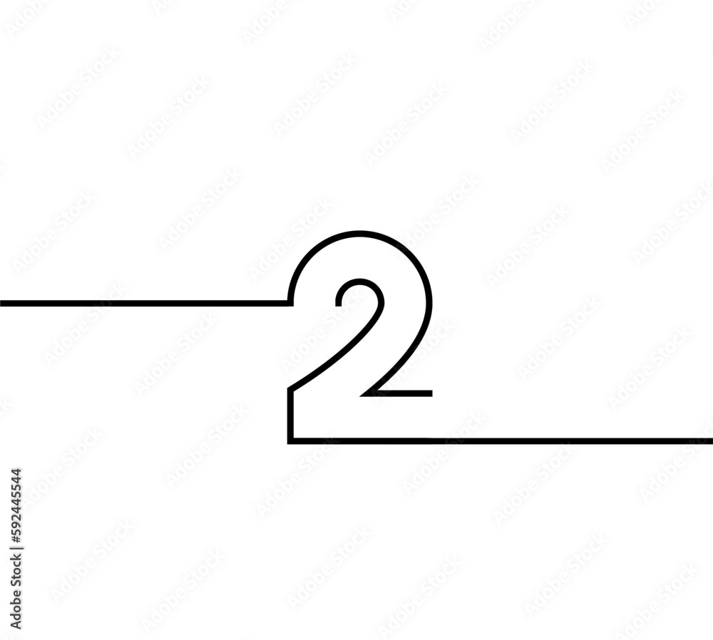 vector design line number 2 two with sticking out to 2 sides. in black ...