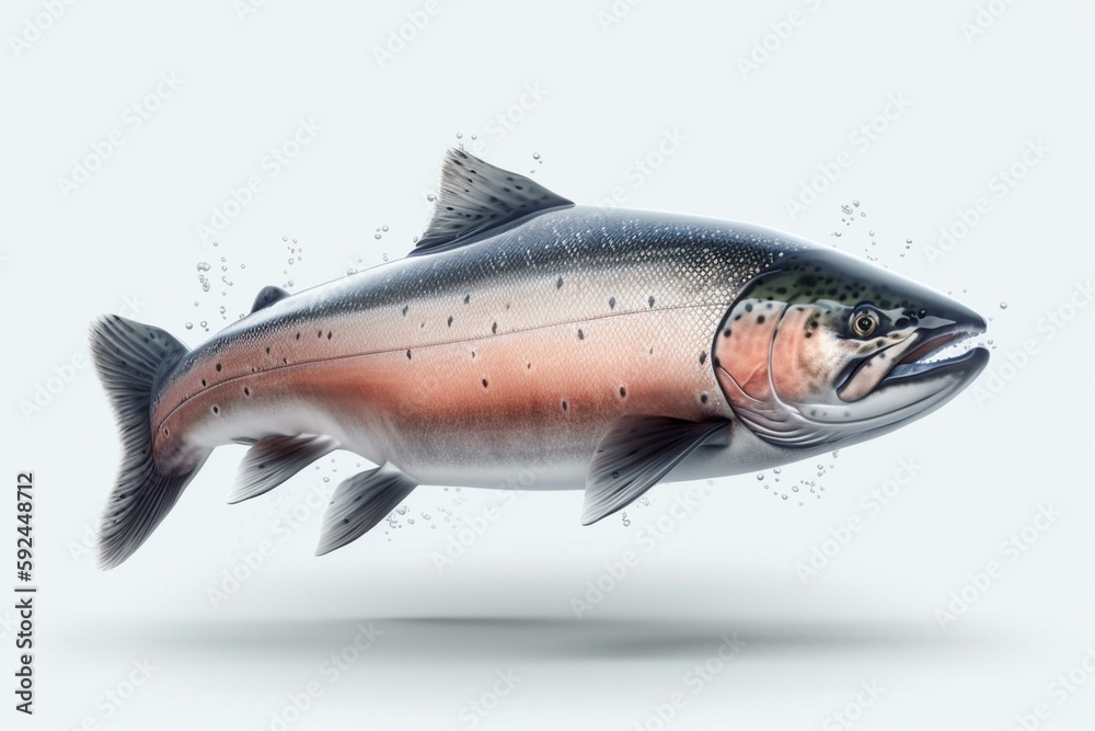 Salmon. 3d render illustration. Salmon fish in realistic style on ...