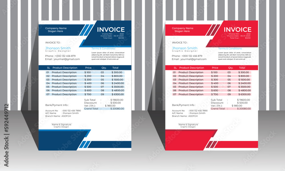 Invoice bill design template. Bill form business invoice and Office ...