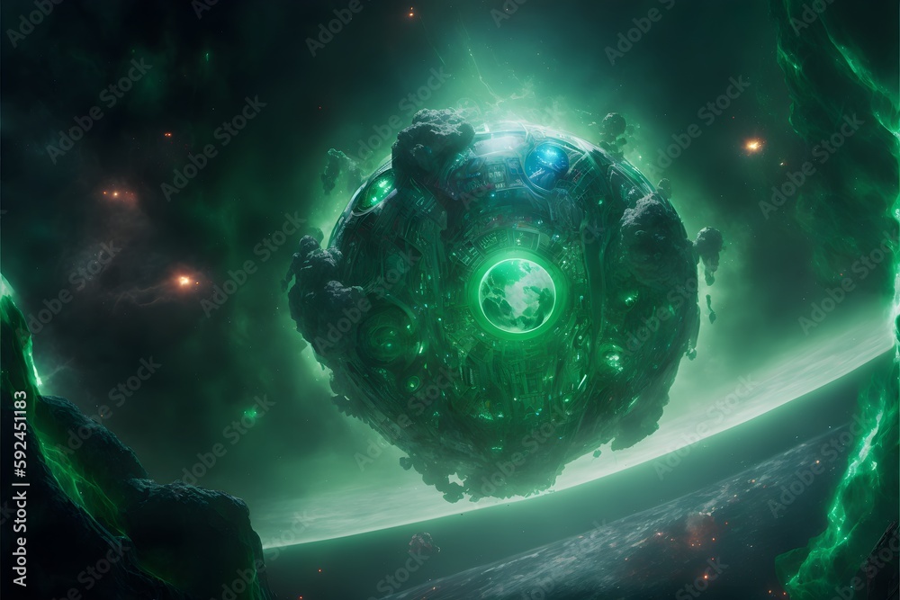 Oa green lantern planet outer space off world planetary view concept ...