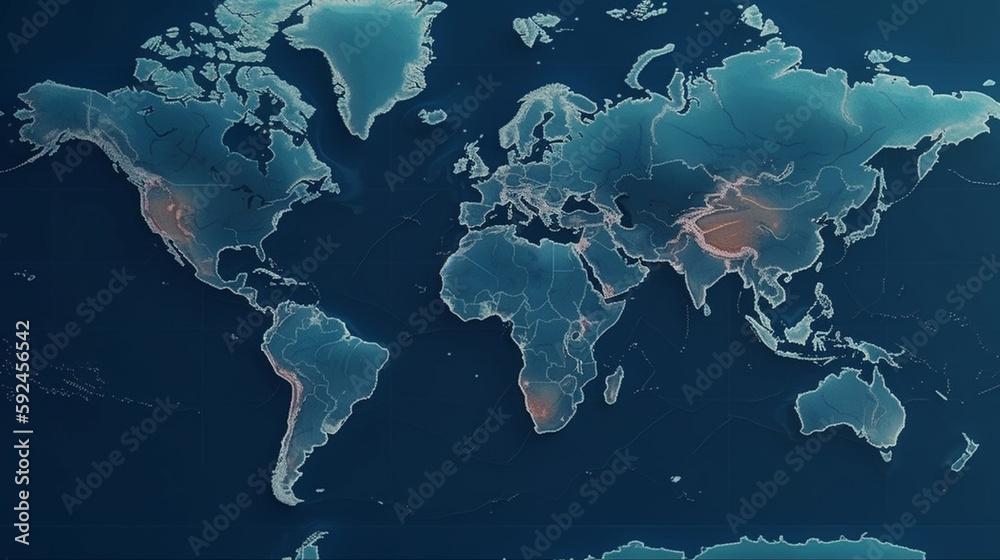 Highly detailed political map of the world with national borders ...