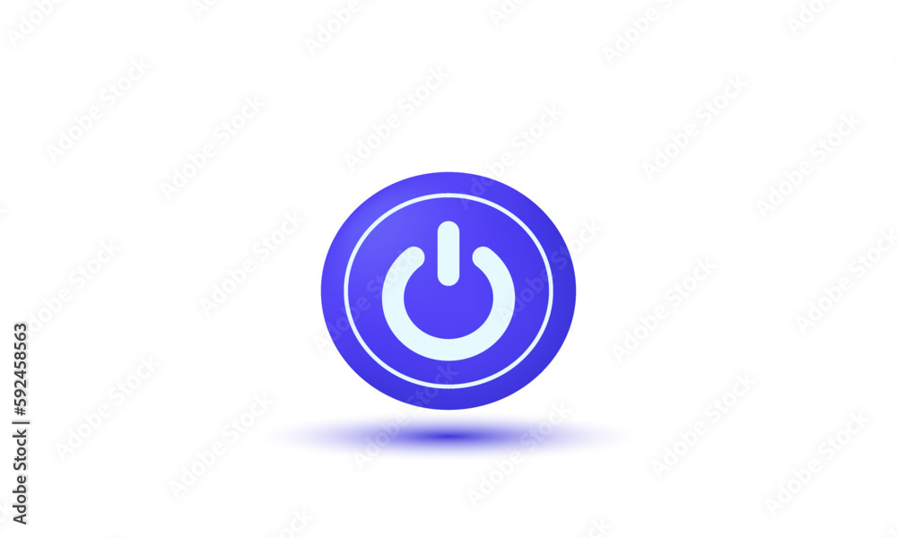 3d realistic cartoon vector power button icon trendy modern style ...