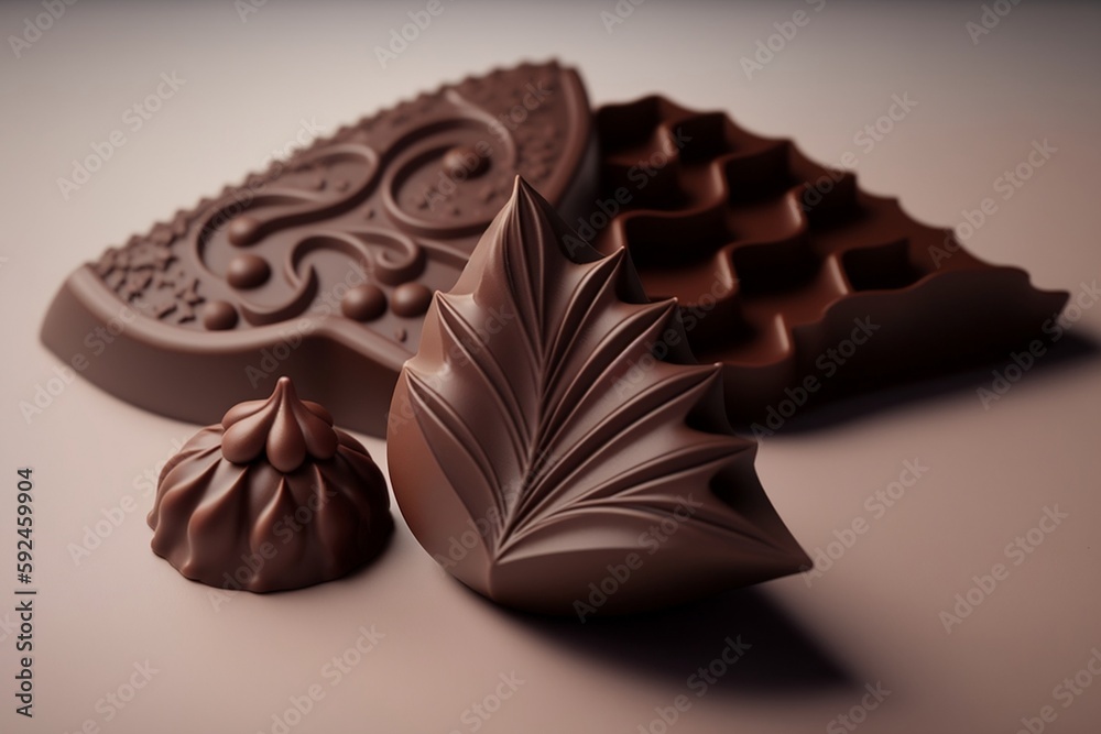 Chocolate Piece on a Neutral Background with Texture Details and Soft ...