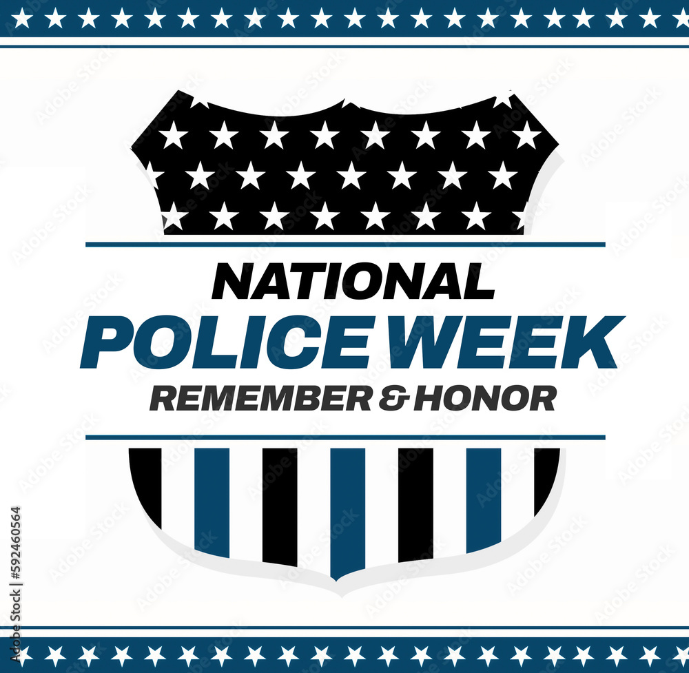 National Police Week background with an American flag in blue and black ...