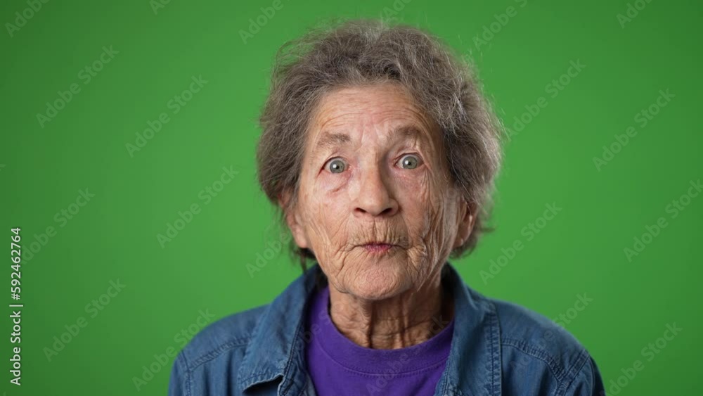 Vidéo Stock Closeup slow motion portrait of toothless elderly senior ...