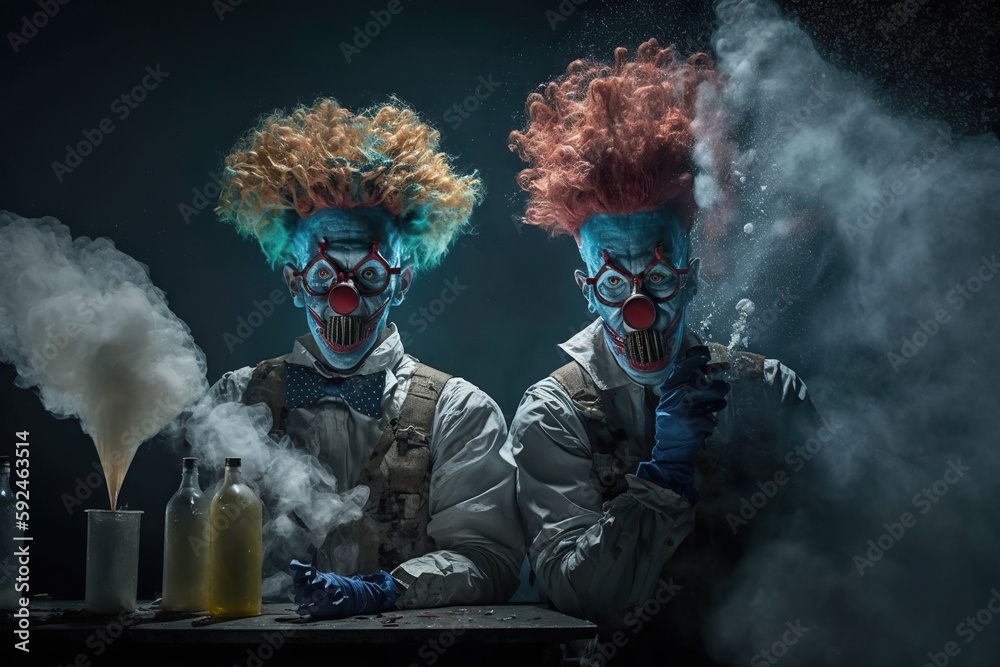 Scary clowns dressed as scientists experiment on human, created with ...