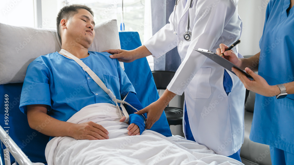 The medical team visits the car accident patients who are lying on the ...