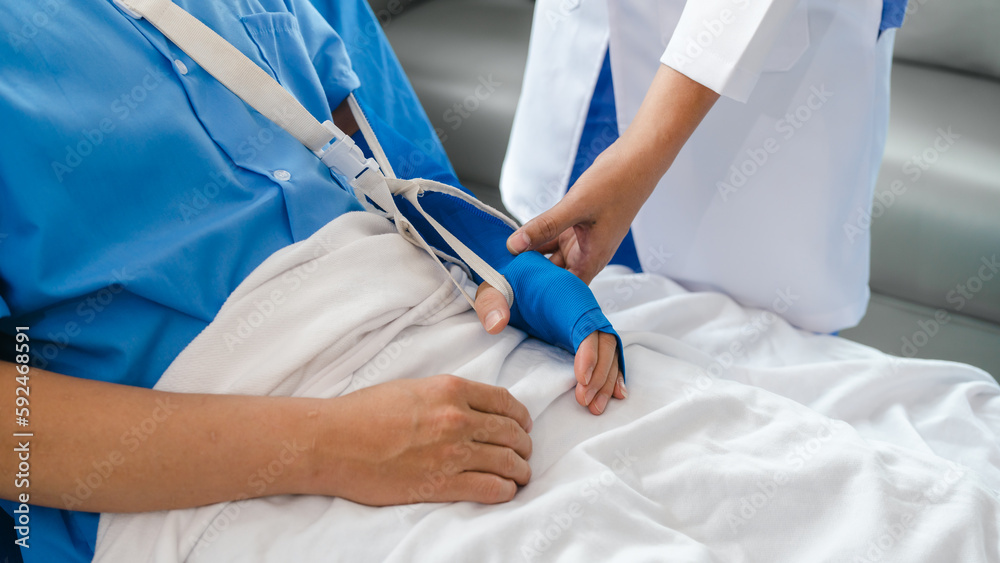 The medical team visits the car accident patients who are lying on the ...