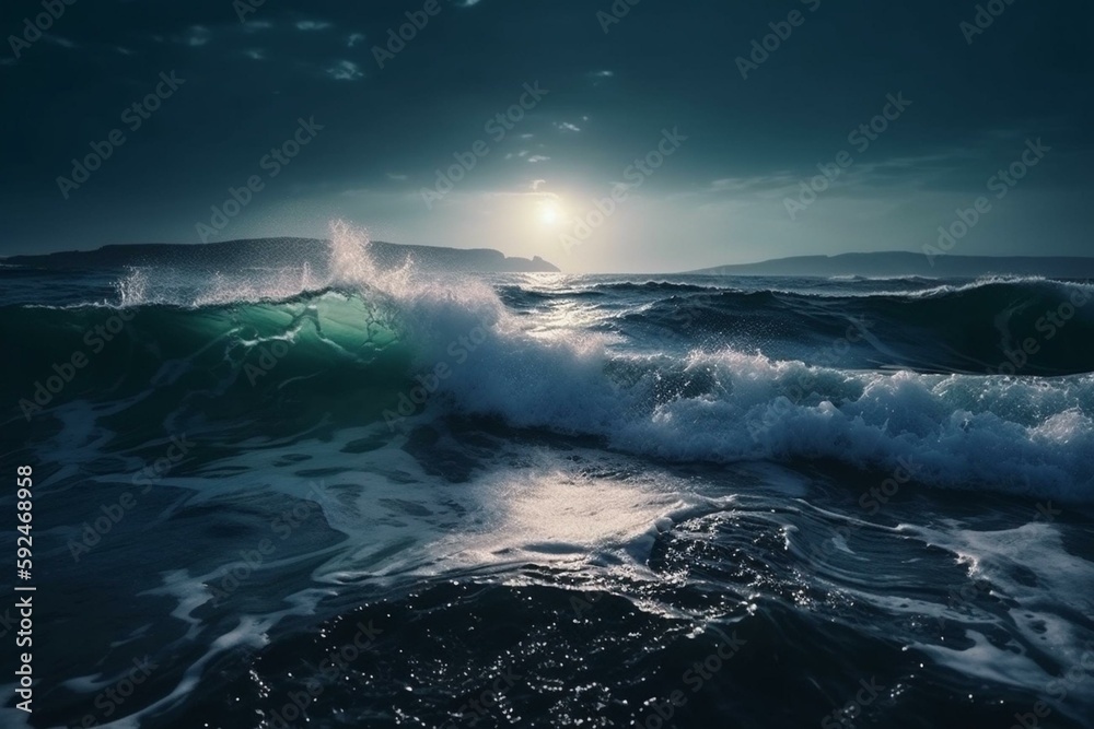 Luminoscent sea waves glittering, cinematic ocean wave, nature, full hd ...