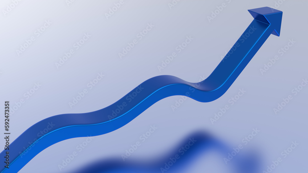3D realistic blue arrow up arrow show success of business strategy ...