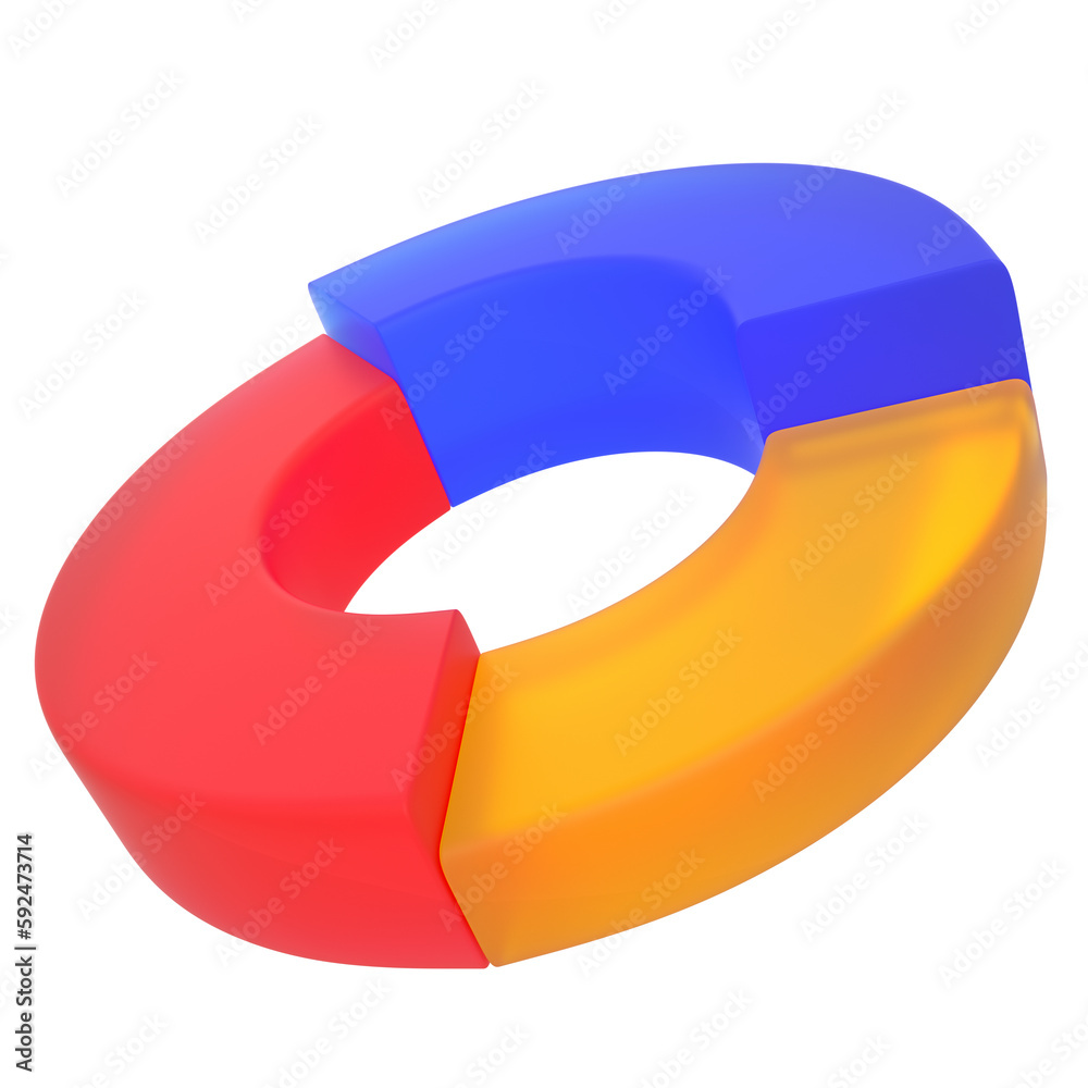 Donut chart on isolated White background, 3d illustration Stock ...