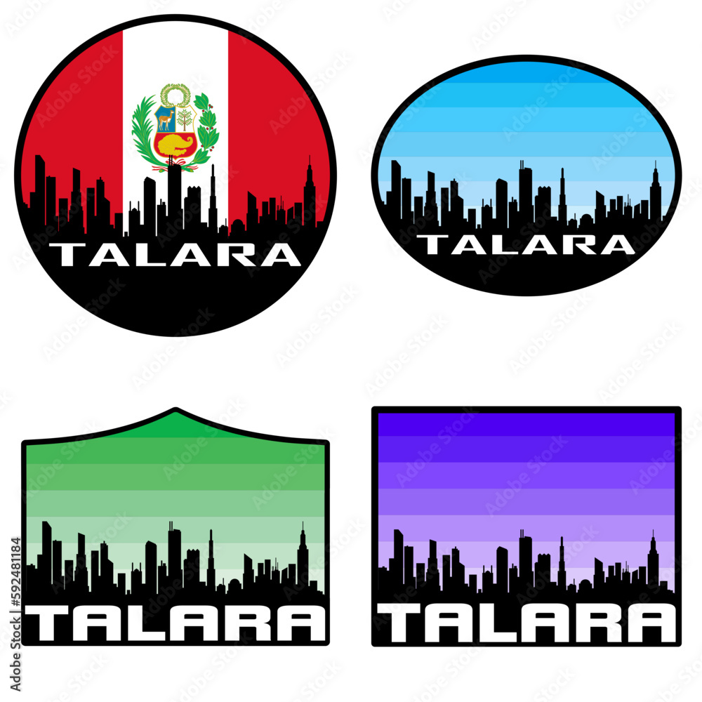 Talara Skyline Silhouette Peru Flag Travel Souvenir Sticker Sunset ...