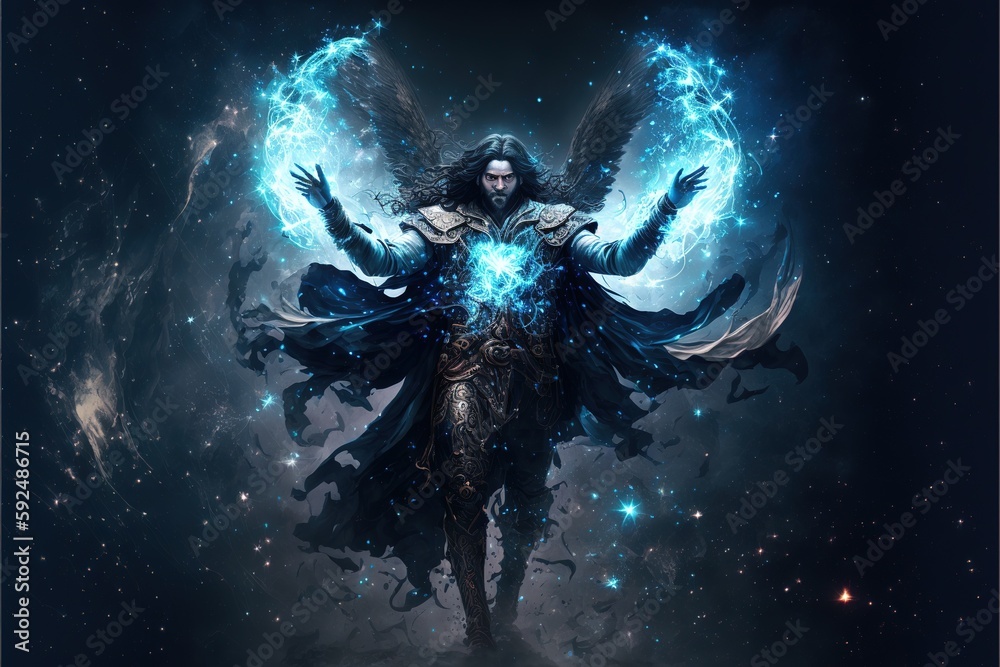 Realistic fantasy character of angelic battlemage with awe-inspiring ...