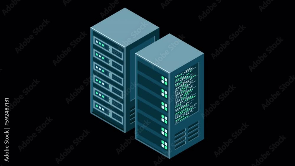 Data center server box. Hosting server or data center room concept ...