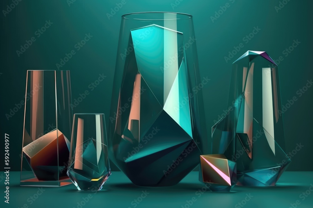 Dimensional Reflections: 3D Geometric Shapes on Glass Morphism Style ...