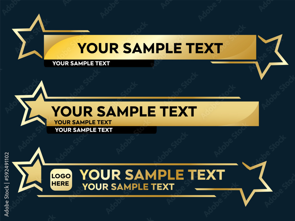 Lower third vector design with Gold Star overlay strip text video. News ...