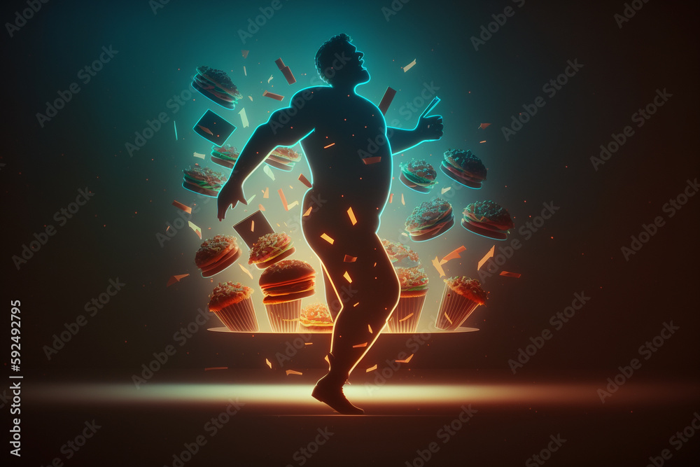 fast food problem of being overweight. Improper diet, junk food ...