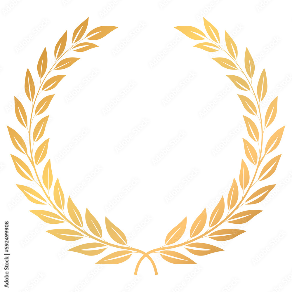 Winner Golden Wreath leaves ornament card icon on png transparent ...