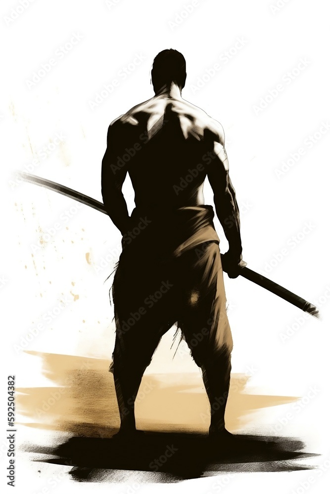 japanese calligraphy with a japanese sword, in the style of figurative ...