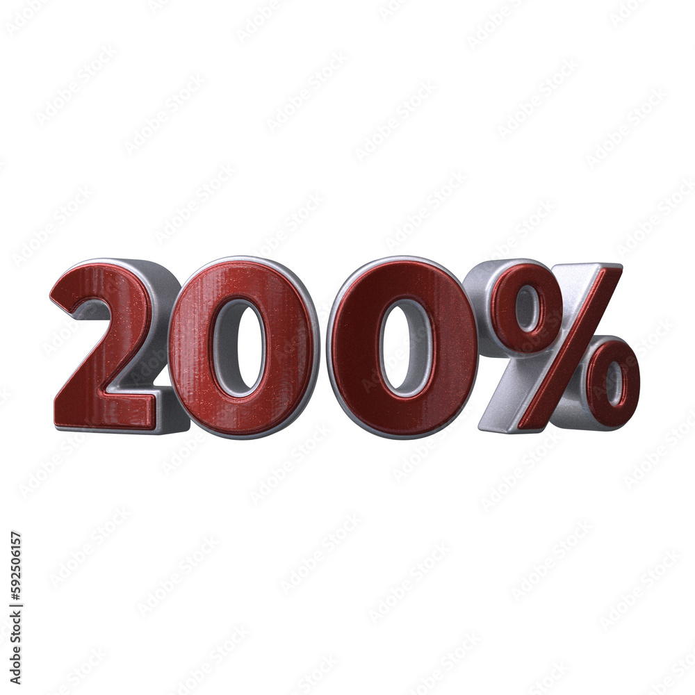 200 Percent 3D render transparent background Stock Illustration | Adobe ...