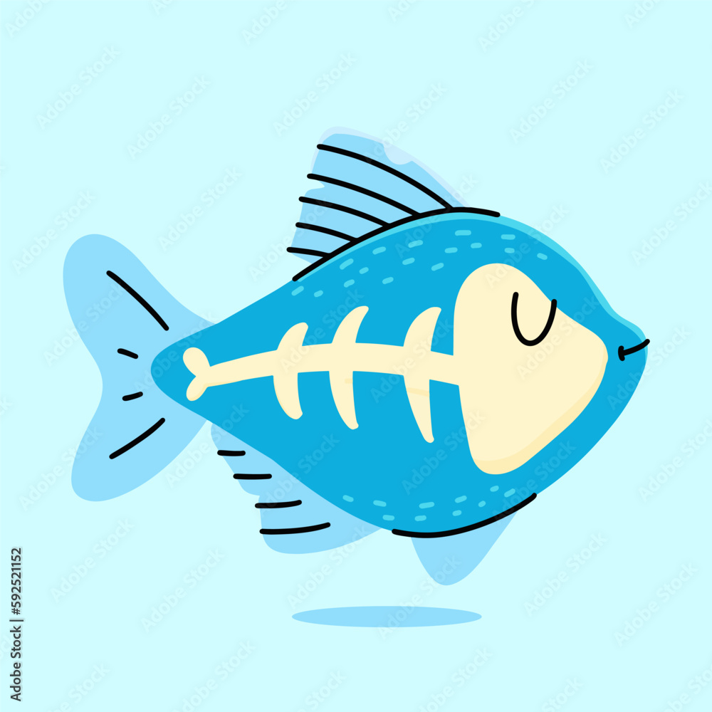 Cute X-ray fish cartoon. vector cartoon illustration Stock Vector ...