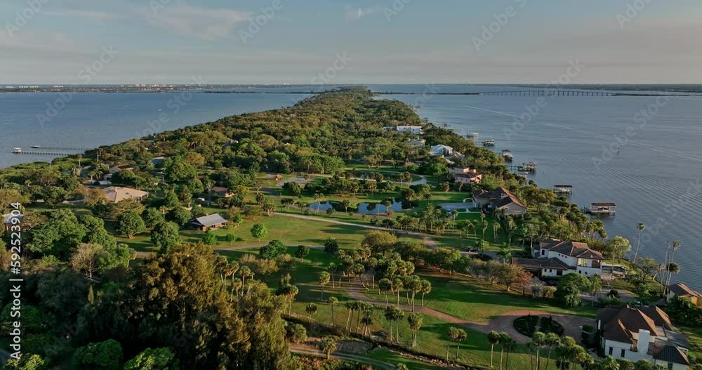 Merritt Island Florida Aerial v14 flyover waterfront upscale ...