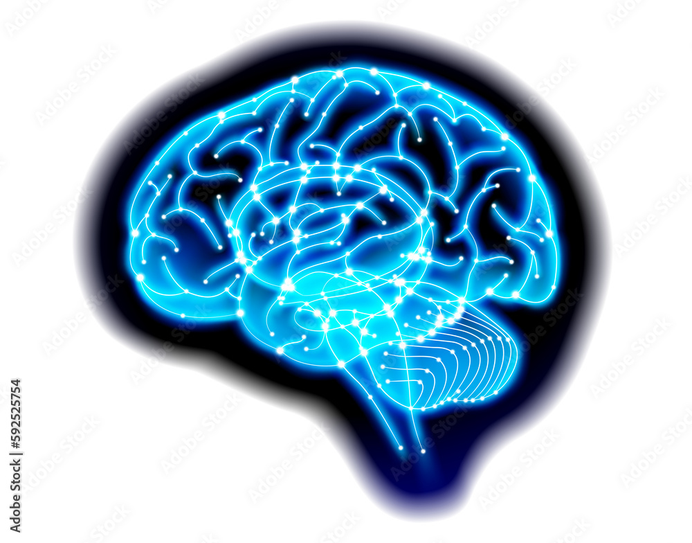 Technology and science illustration of a network of intelligence ...