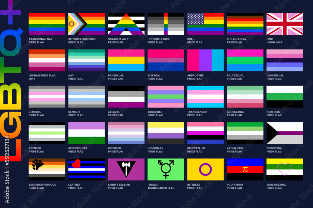 LGBT sexual identity pride flags gender collection. Flag of gay ...