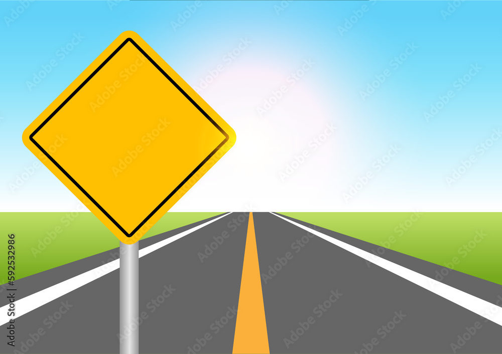 Empty Road Background. Asphalt Road to Nature with Traffic Sign. Road ...